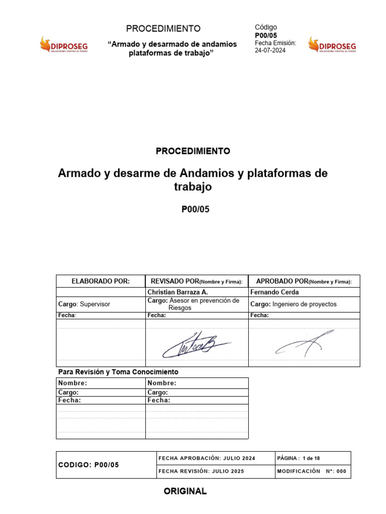 PR-005-Armado Andamios y Plataforma de Trabajo | PDF | Andamio | Aislador (Electricidad)
