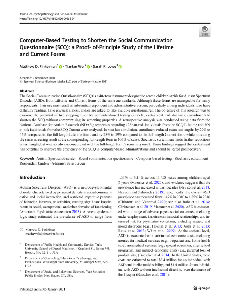 Computerd-Based Testin To Shorten The Social Communication ...