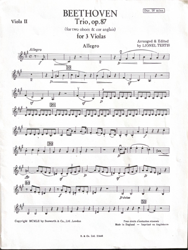 Beethoven Trio, Op. 87 - Viola II | PDF