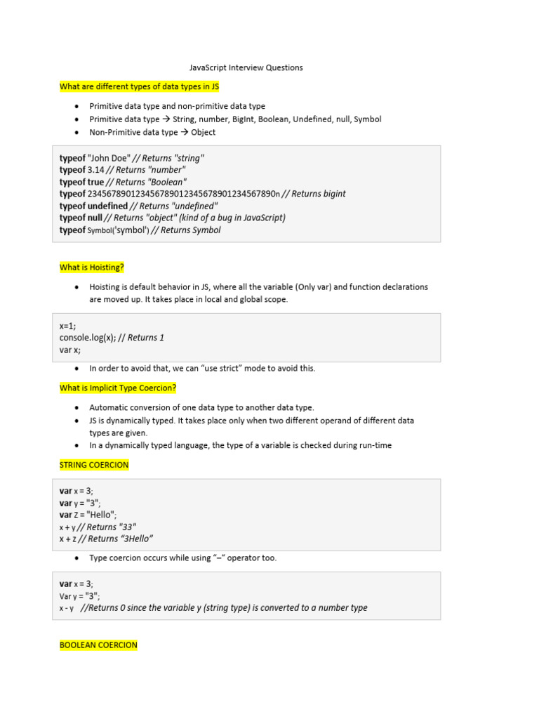 Javascript Interview Questions Pdf Scope Computer Science Parameter Computer Programming 