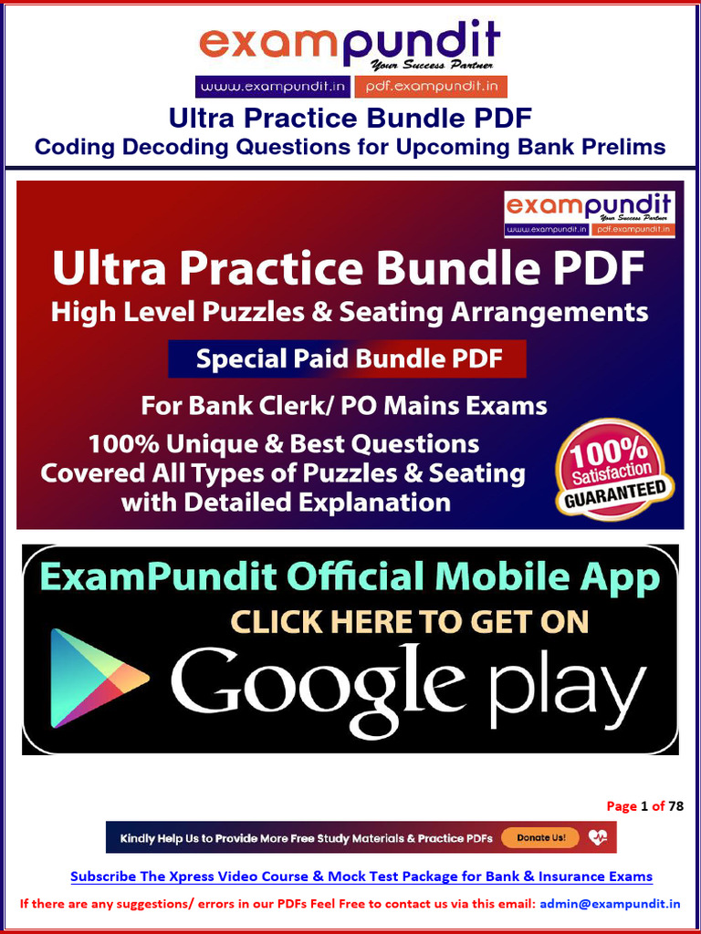 Coding Decoding Ultra Bundle PDF For Upcoming Bank Prelims Exams | PDF | Qualifications ...
