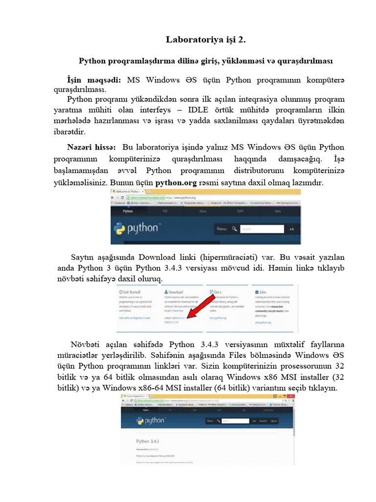 Lab.2 - Python Proqramını Yüklənməsi VƏ Quraşdırılması | PDF