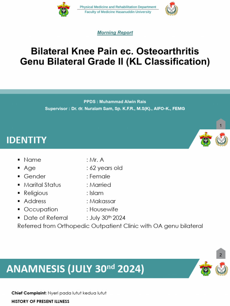 MR - Bilateral Knee Pain Ec OA Genu - RIS | PDF | Physical Therapy ...