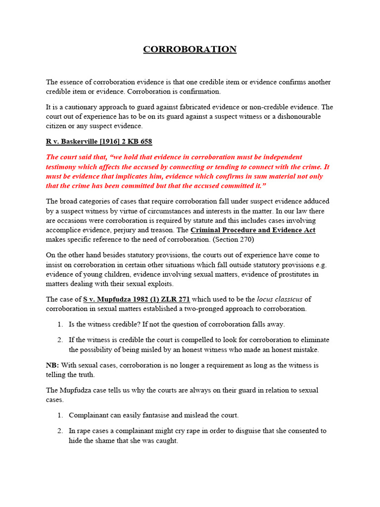 Corroboration | PDF | Aiding And Abetting | Witness