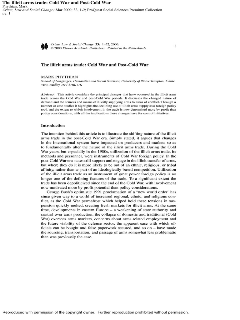 The Illicit Arms Trade-Cold War and Post Cold War-Mark Phytian | PDF | Copyright | Common Law