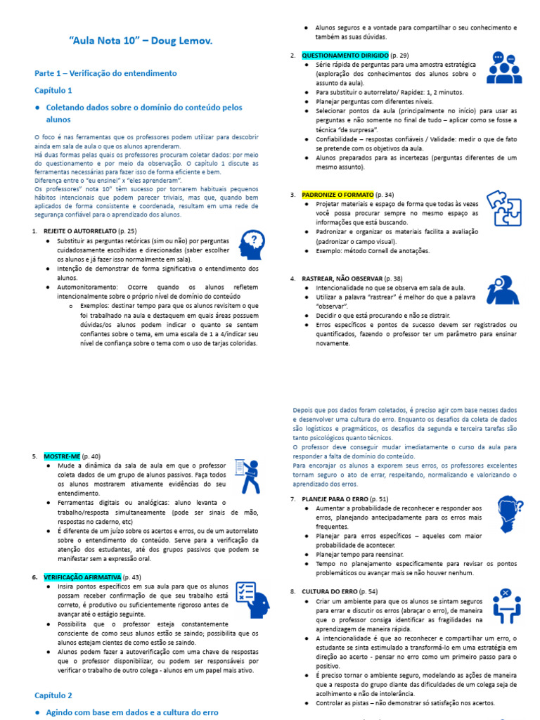 Técnicas de Lemov para Verificação de Aprendizado | PDF | Pensamento ...