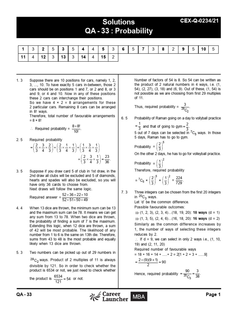 Probability Problems and Solutions | PDF | Mathematics