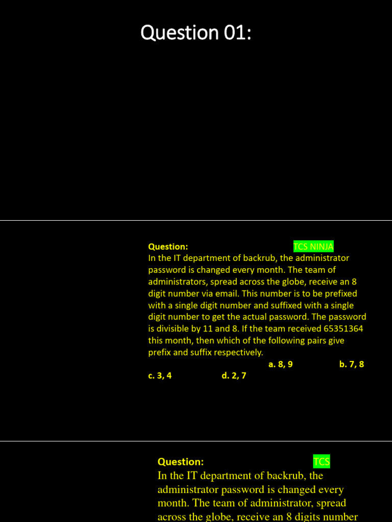 TCS NINJA Previous Year | PDF | Speed
