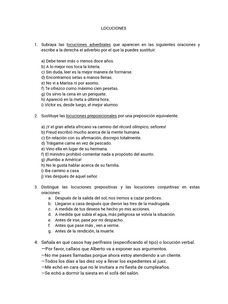 Ejerc. Locuciones | PDF