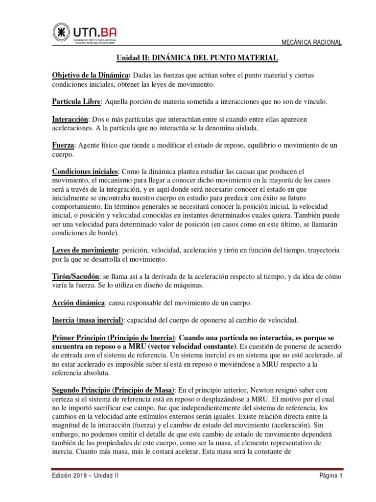 Teoria DPM 2019 Racional Utn Frba | PDF | Masa | Fuerza