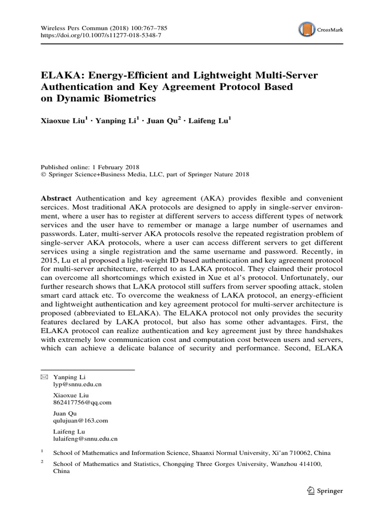 ELAKA: Energy-Efficient and Lightweight Multi-Server Authentication and ...