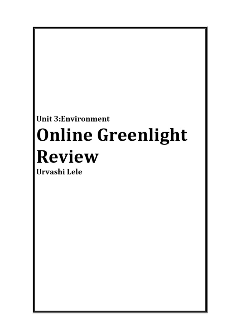 Online Greenlight Review: Unit 3:environment | PDF