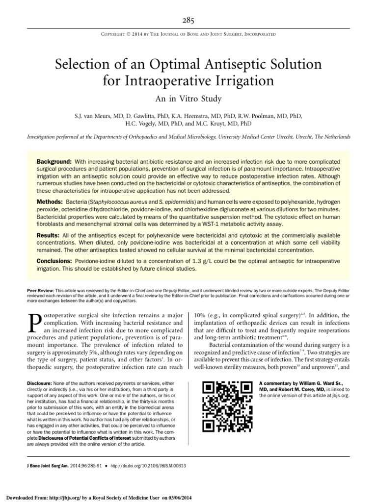 2014 Selection of An Optimal Antiseptic Solution For Intraoperative ...