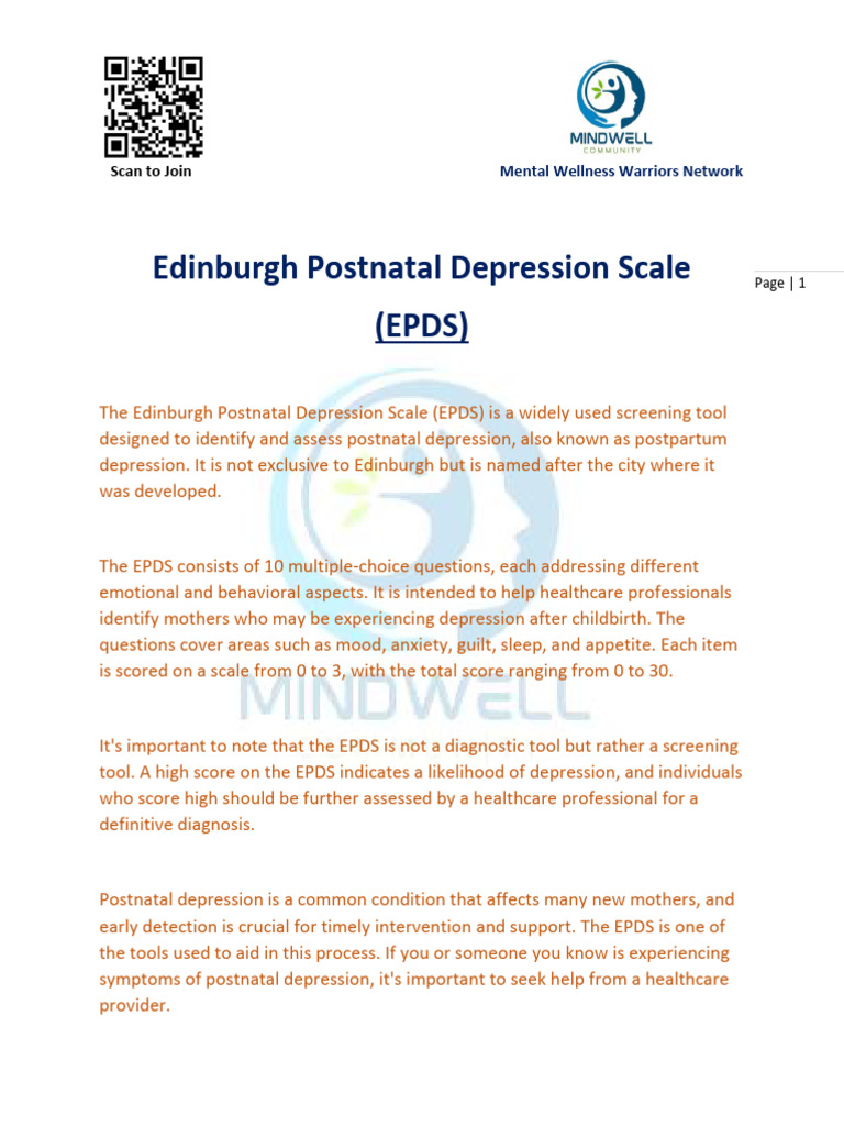 Edinburgh Postnatal Depression Scale (EPDS) | PDF | Postpartum Depression | Postpartum Period