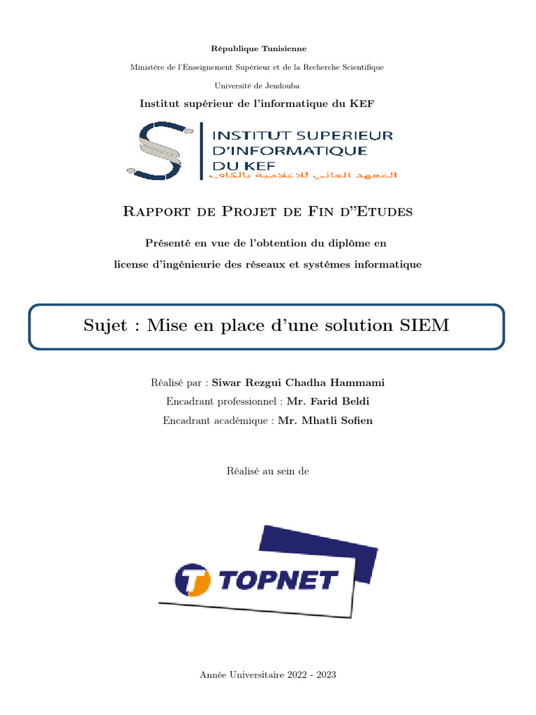Rapport de Projet SIEM à ISI Kef | PDF | Sécurité des systèmes d ...