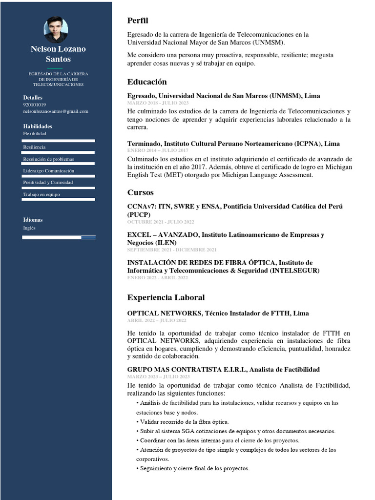 Nelson Lozano Santos - CV | PDF | Enrutador (Computación) | Conmutador de red
