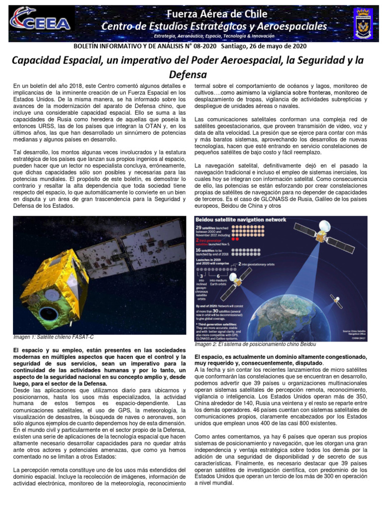 BoletÃ N 08 Capacidad Espacial, Un Imperativo Del Poder Aeroespacial ...