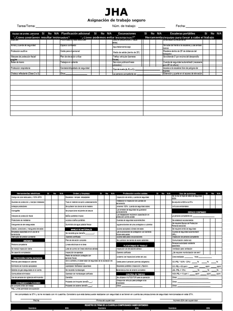 JHA Spanish (Blank) | PDF