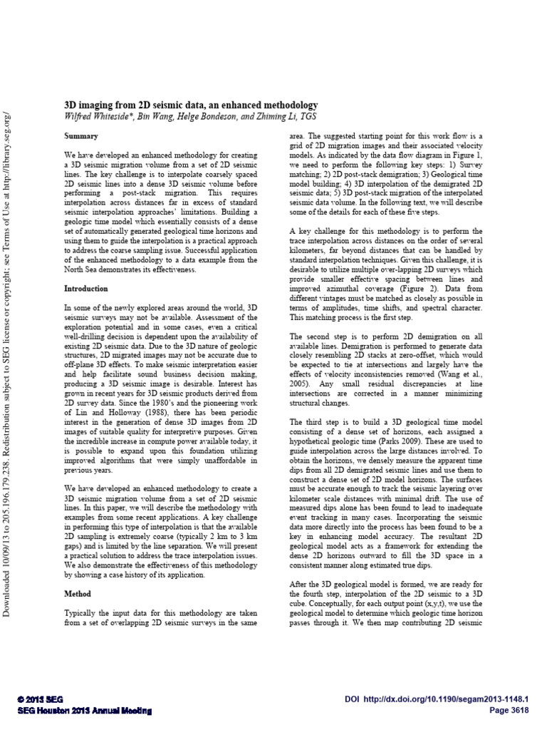 3d Imaging From 2d Seismic Data An Enhanced Methodology Pdf
