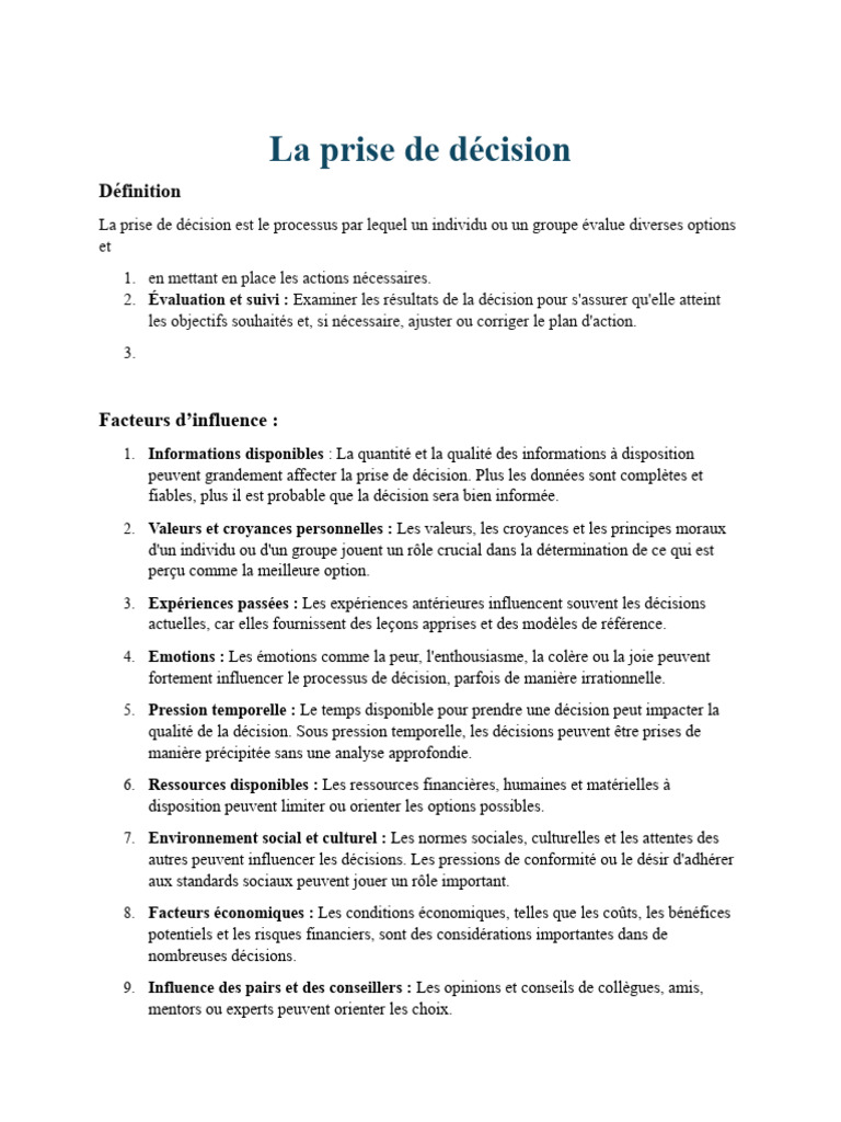 Guide de la prise de décision efficace | PDF | Émotions | Risque
