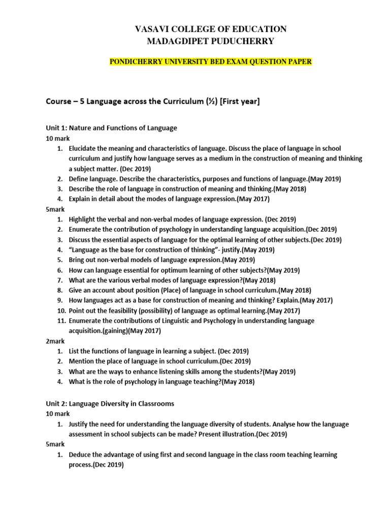 Lac University Question Paper | PDF | Communication | Vocabulary