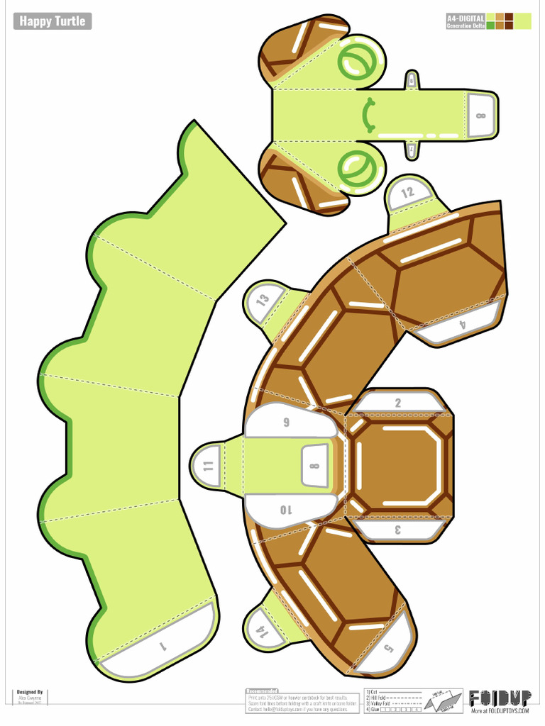 Fut Happy Turtle A4 Paper Toy Template Pd Pdf