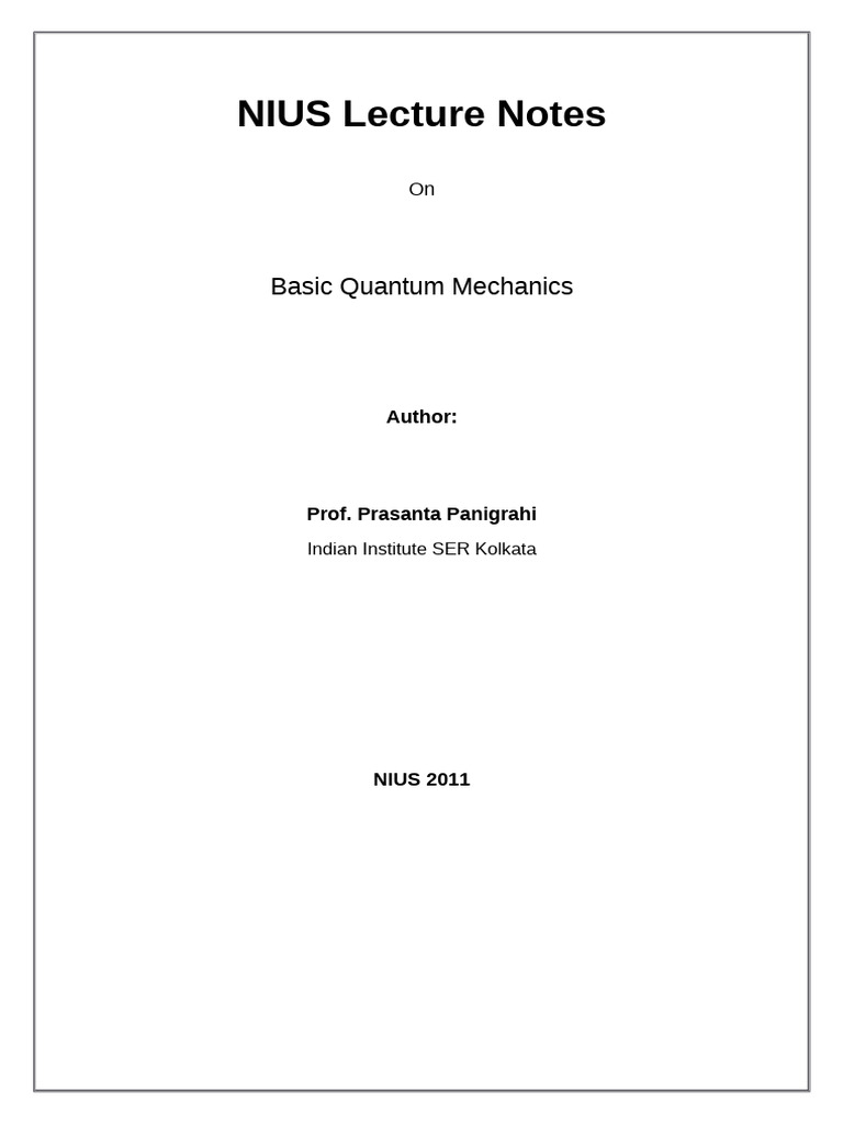 Notes - Basic of Quantum Mechanics L4 - PP 1 | PDF | Eigenvalues And ...