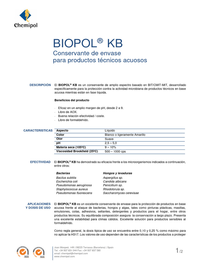 Tds BIOPOL KB Es | PDF