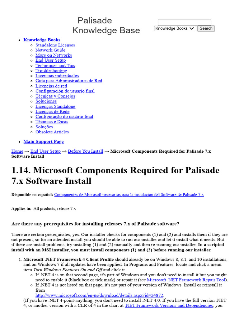 Microsoft Components Required For Palisade 7.x Software Install - Palisade Knowledge Base | PDF ...