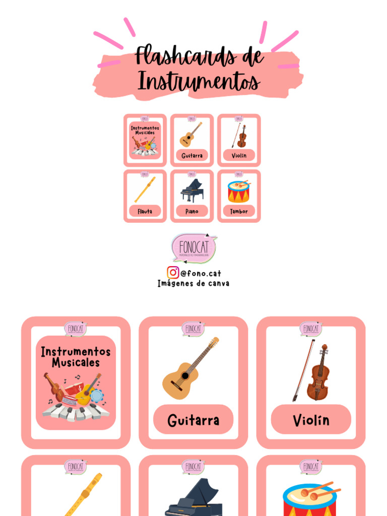 Flashcards de Instrumentos Musicales | PDF