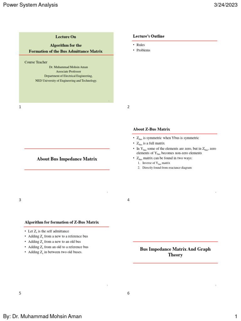 Z-Bus Matrix Formation Algorithm | PDF | Matrix (Mathematics ...