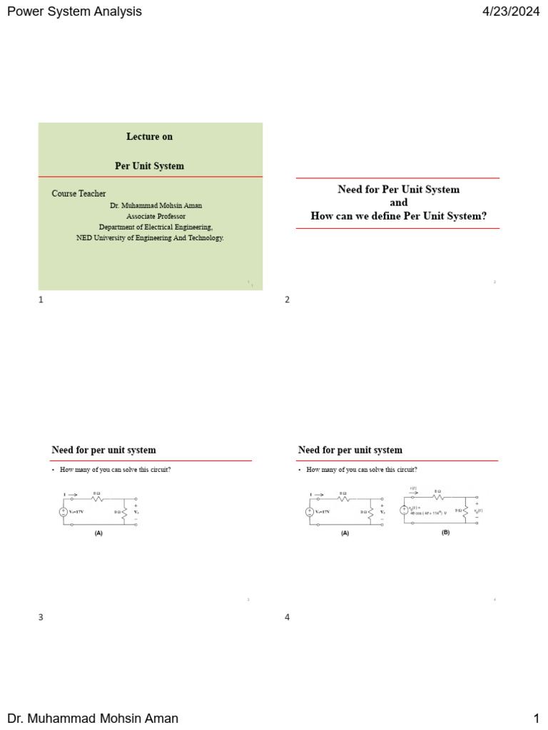 Lecture - On - Per Unit | PDF | Electrical Impedance | Electronics