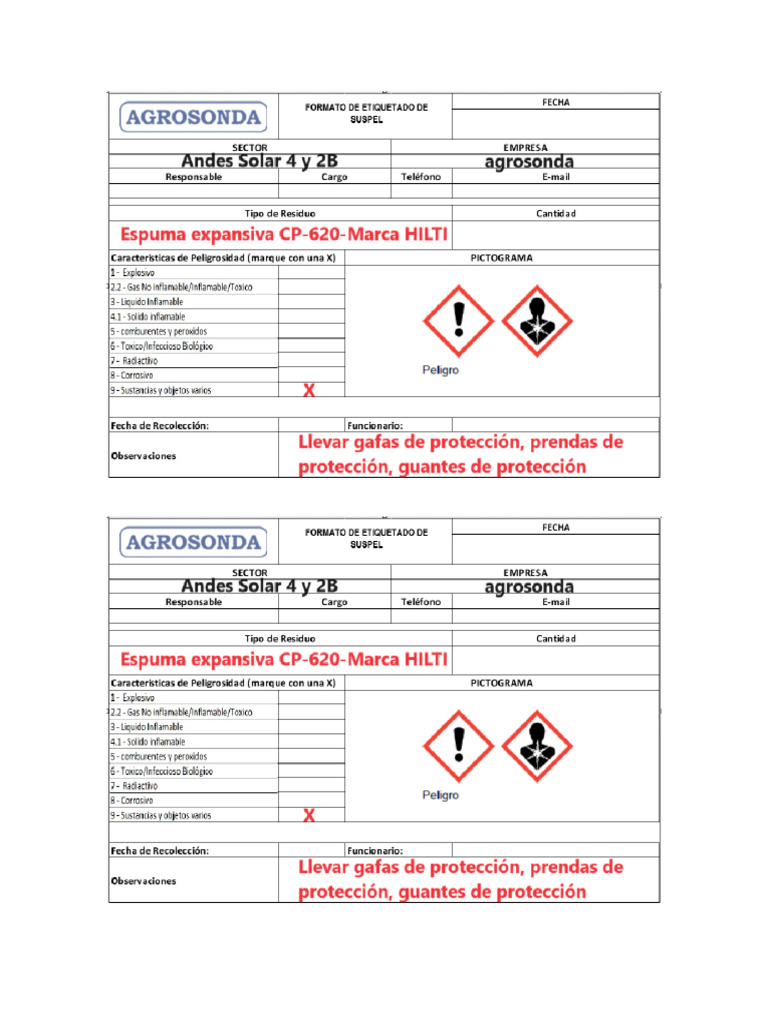 Hilti CP 620 Adhesivo Rotulo | PDF
