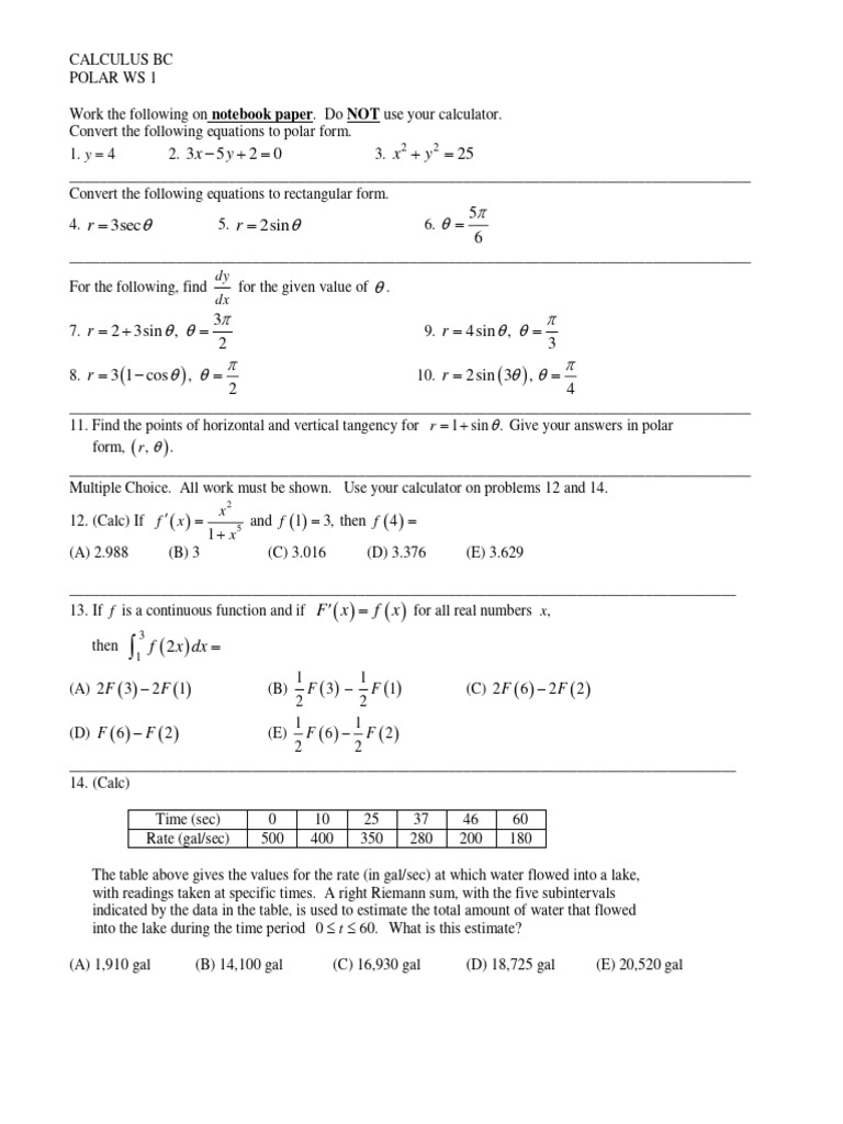5 Polar WS 1 (With Answers) | PDF | Mathematical Objects | Mathematics