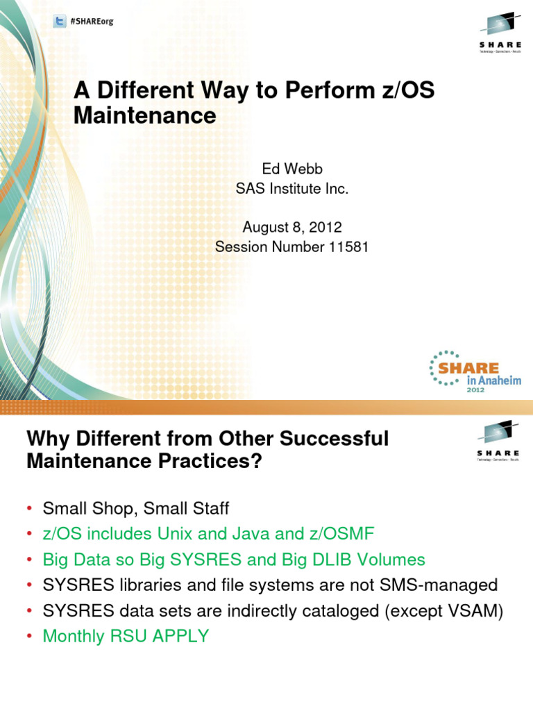 A Different Way To Perform ZOS Maintenance | PDF | File System | Operating System Families