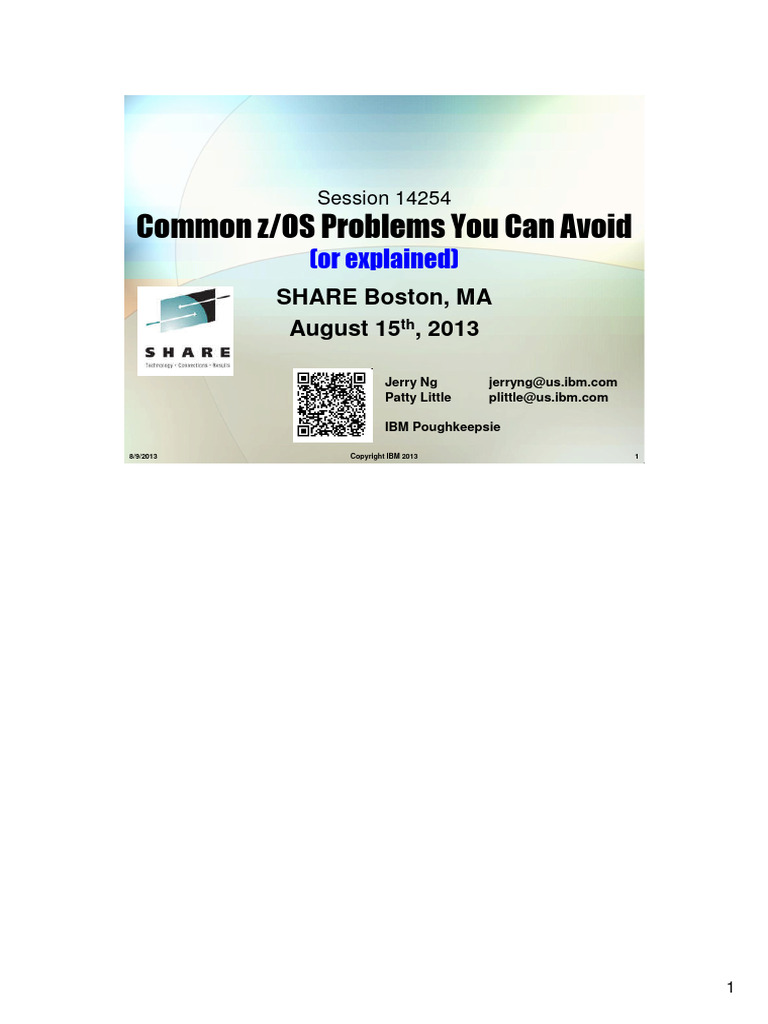 SHARE Boston 2013 Common zOS Problems | PDF | Operating System Technology | Computer Science