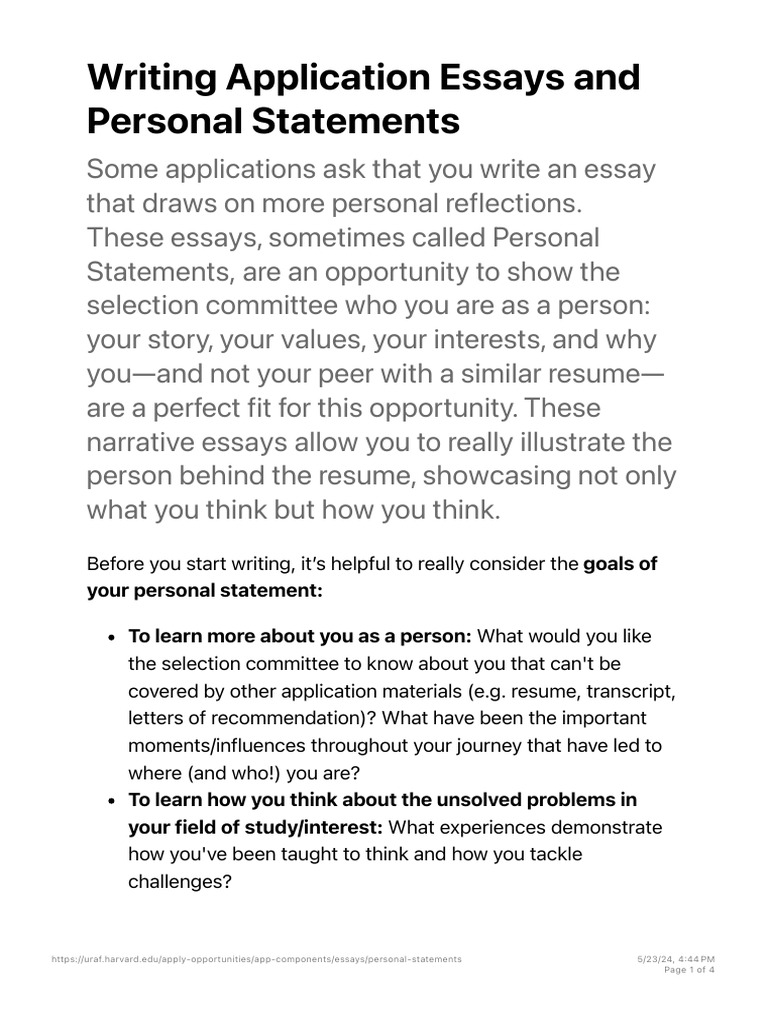 Crafting Personal Statements for Applications | PDF | Essays | Experience