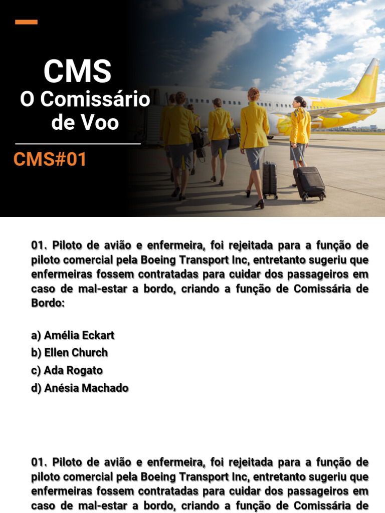 Questões CMS#01 | PDF | Comissária de bordo | Aeroporto