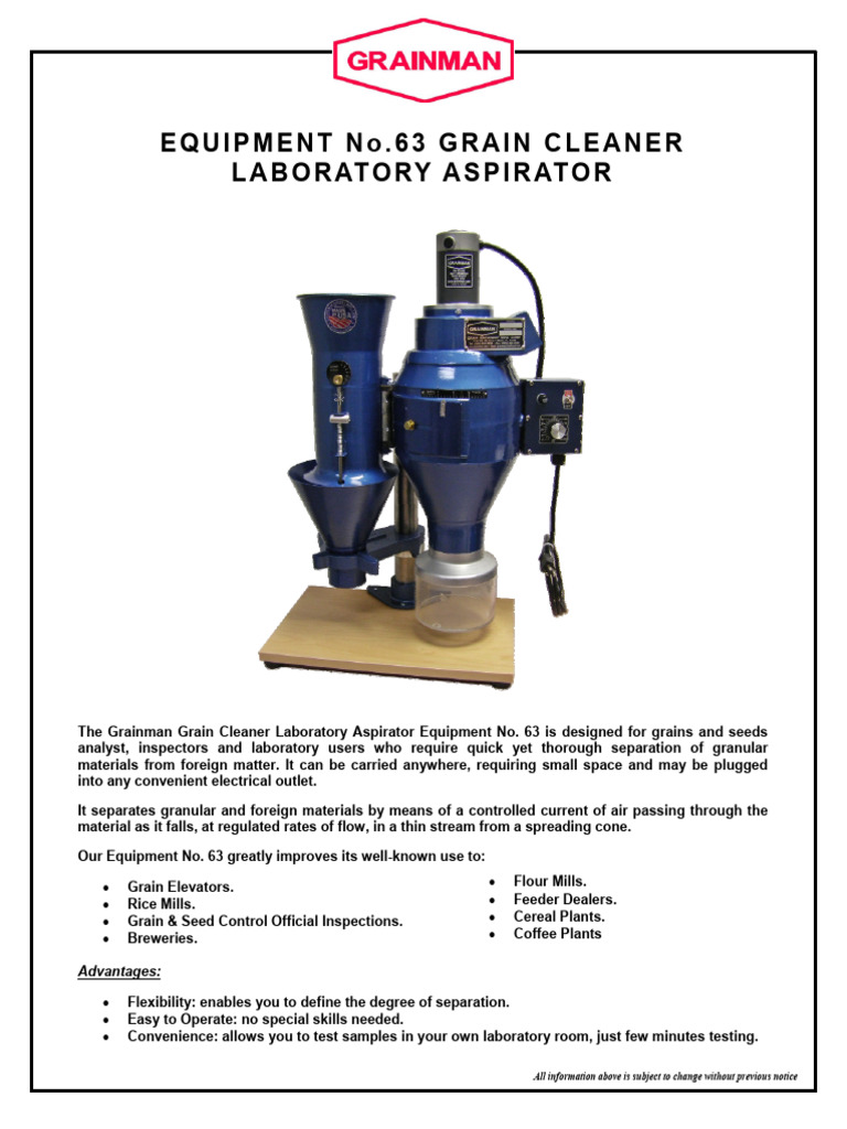 Laboratory Grain Cleaner Aspirator | PDF