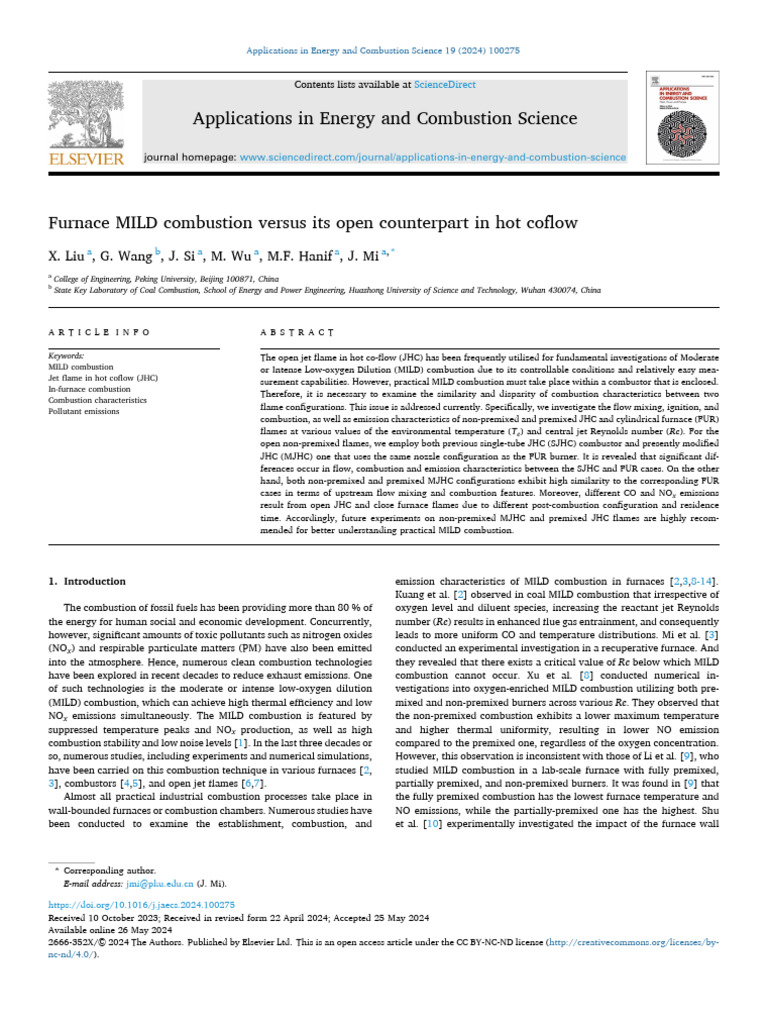 MILD Combustion in Enclosed Furnaces | PDF | Combustion | N Ox
