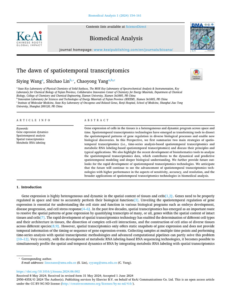 The Dawn of Spatiotemporal Transcriptomics | PDF | Dna Sequencing | Biology