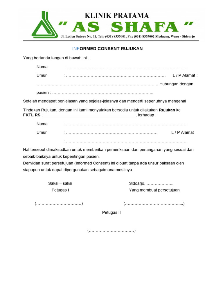 Inform Consen Dan Penolakan Rujukan | PDF | Hukum