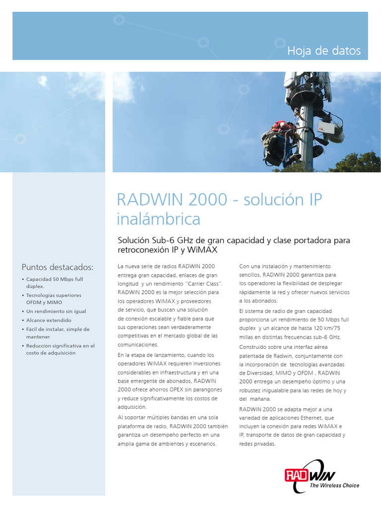 RADWIN 2000: Solución IP Inalámbrica | PDF | Wi Max | Tecnología de ...