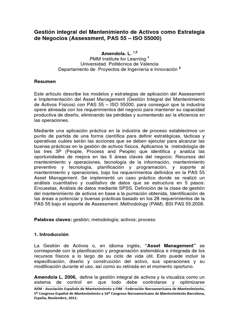 Articulo Gestion Activos Amendola2011 | PDF | Ingeniería de confiabilidad | Business