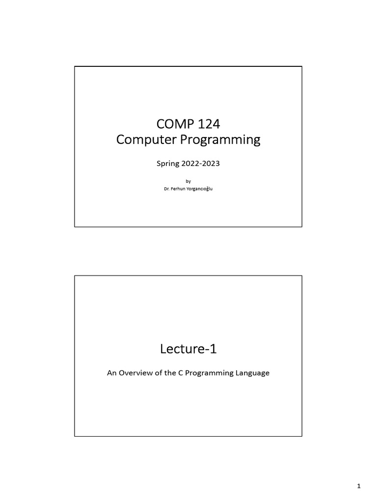 124 Lecture-01 | PDF | C (Programming Language) | Computer Program