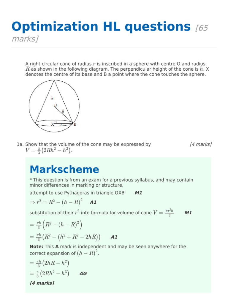 Optimization - HL - Questions Key | PDF | Elementary Geometry ...