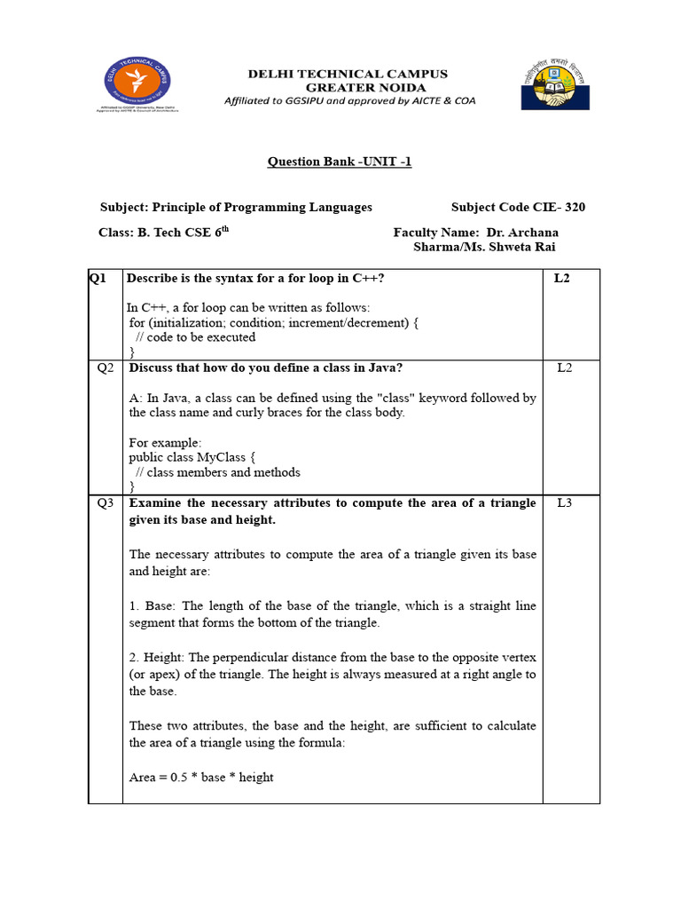PPL - UNIT-1 Question Bank | PDF | Scope (Computer Science) | Variable ... PPL - UNIT-1 Question Bank | PDF | Scope (Computer Science) | Variable ...