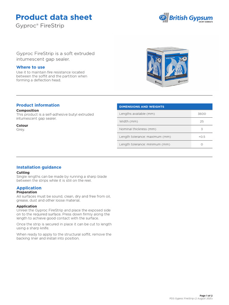 British Gypsum PDS Gyproc FireStrip | PDF | Drywall | Materials