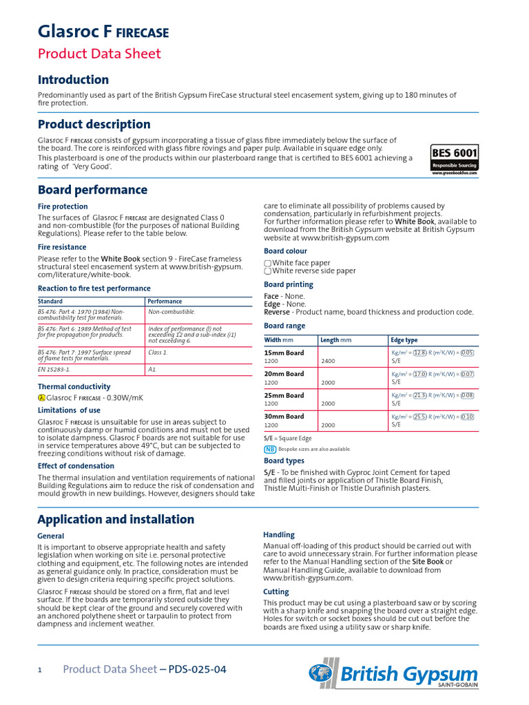 Glasroc F Firecase Product Overview | PDF | Drywall | Paper