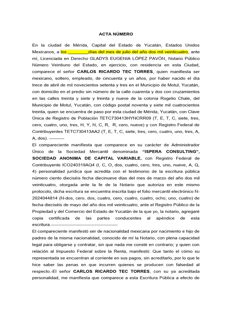 4.-Poder Especial para Actos de Administración Ispera Consulting | PDF ...